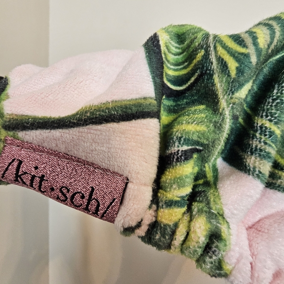 Kitsch | Accessories | Kitsch Pink And Green Plush Hair Drying Turban ...